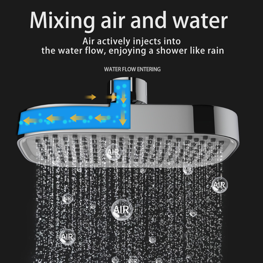 Square Powerful Booster Shower Head with Large Wat... – Grandado