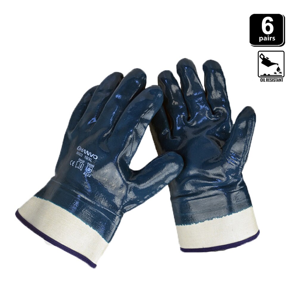 6 Pairs Work Gloves Anti Abrasion Cut Resistant Sa... – Grandado