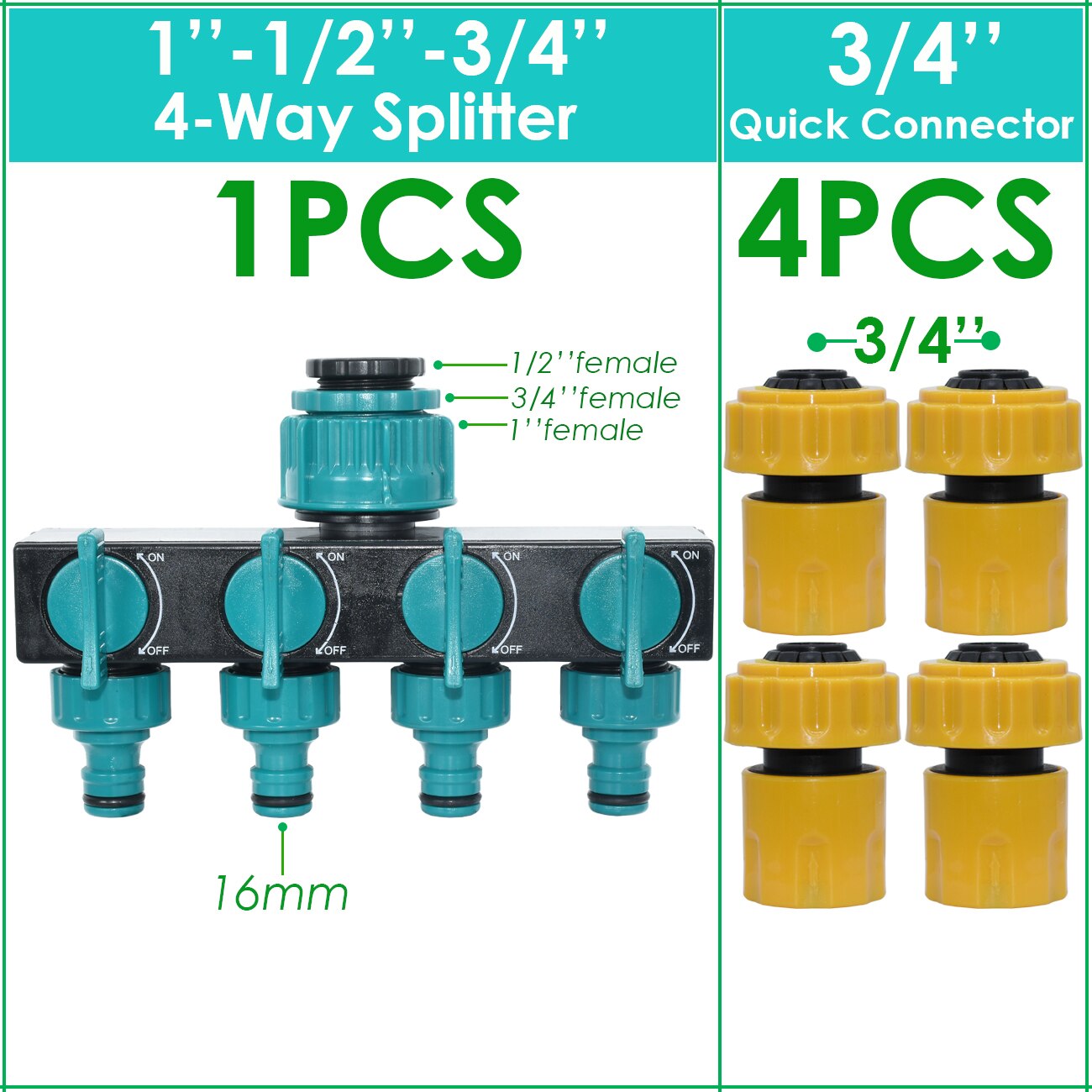 KESLA 1/2'' 3/4'' 1'' Water Tap Splitter 4-Way Out... – Grandado