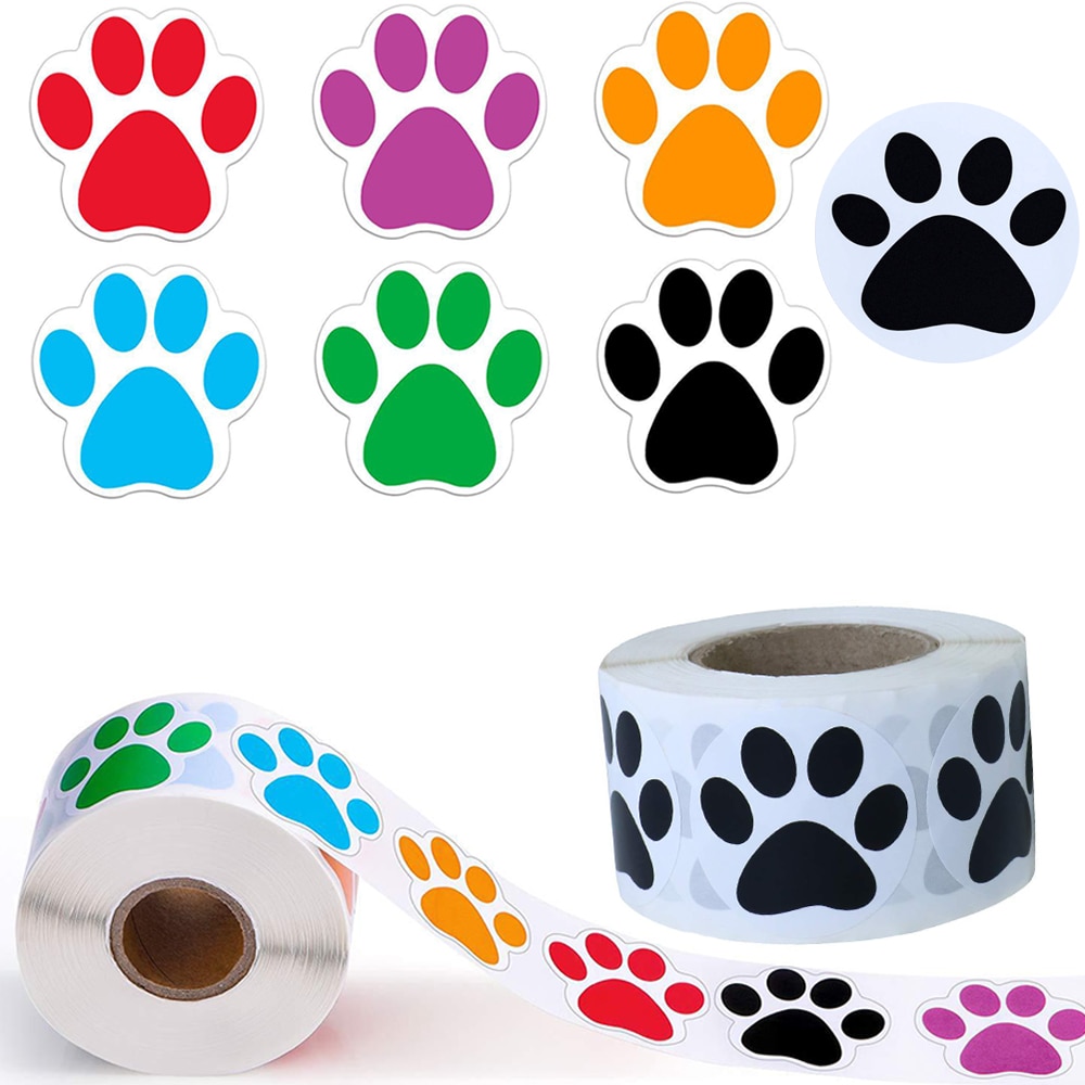 500 Pcs /Roll Cute Paw Print Stickers Dog Cat Bear... – Grandado