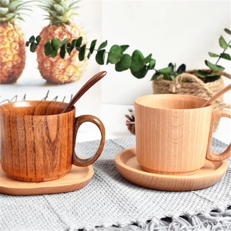 Solid Wooden Cup Coffee Tea Mug Beer Watter Bottle... – Vicedeal