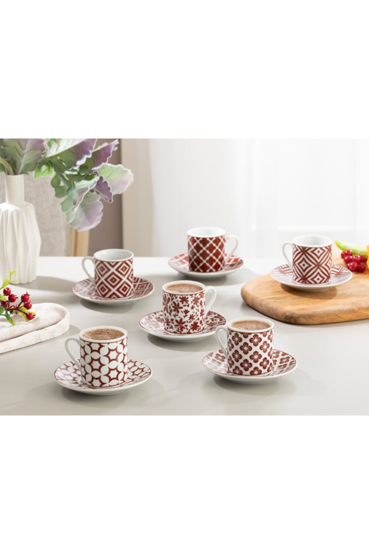 Mira Porselein 6'lı Koffie Cup Pad 80 Ml Kastanjeb... – Vicedeal