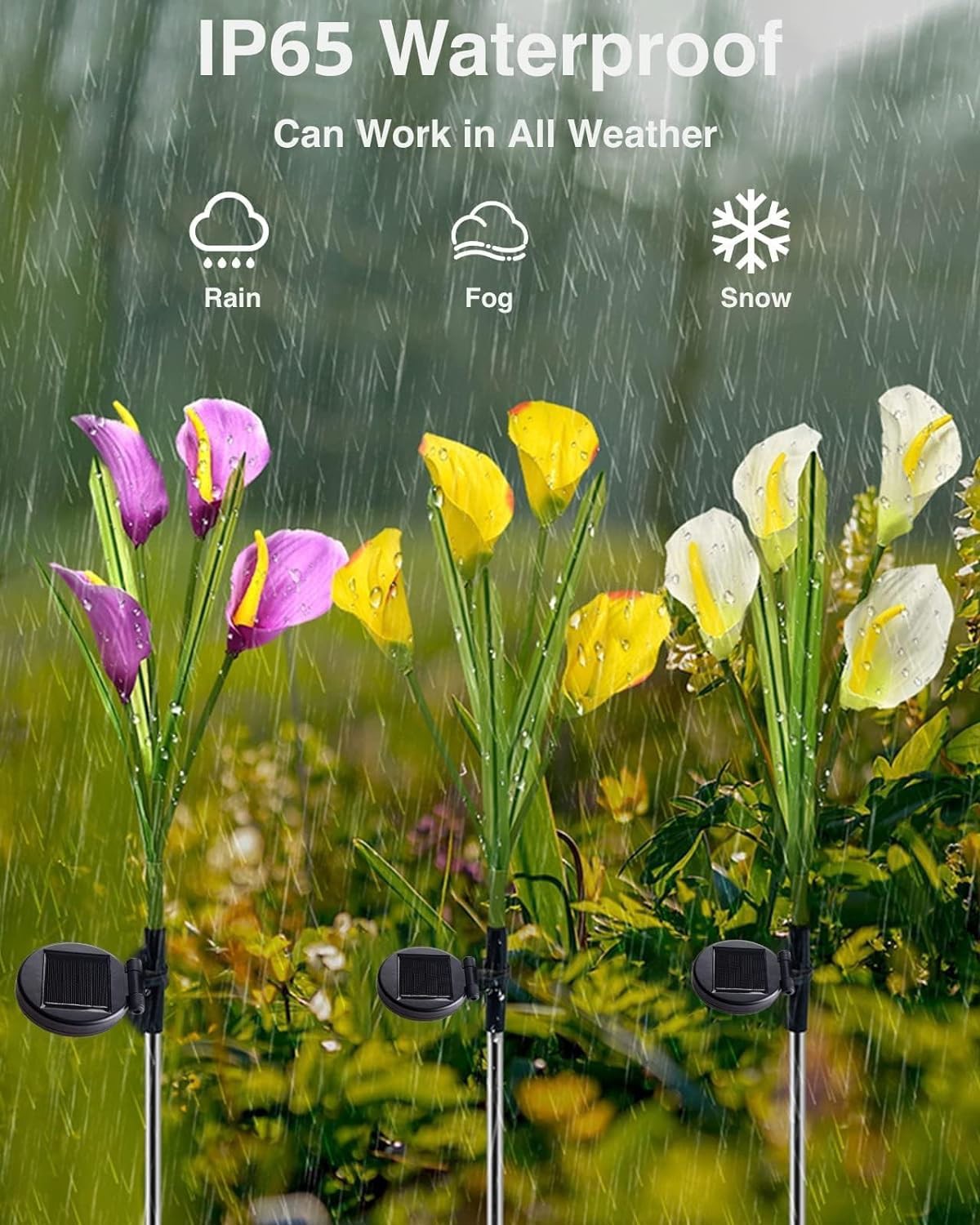 1PC 4 Heads Calla Lily Solar Pile Light, Solar Gar... – Grandado