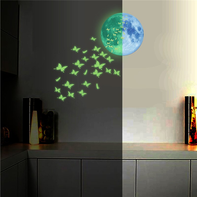 Home-Decor DIY Butterfly-Moon Pattern Luminous Sti... – Grandado
