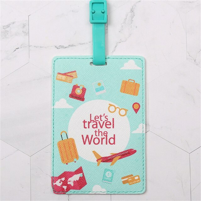 World Map Luggage Tag Travel Accessories Pu Suitca... – Grandado