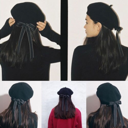 Women's Beret Harajuku Solid Plain Flat Top Berets... – Grandado
