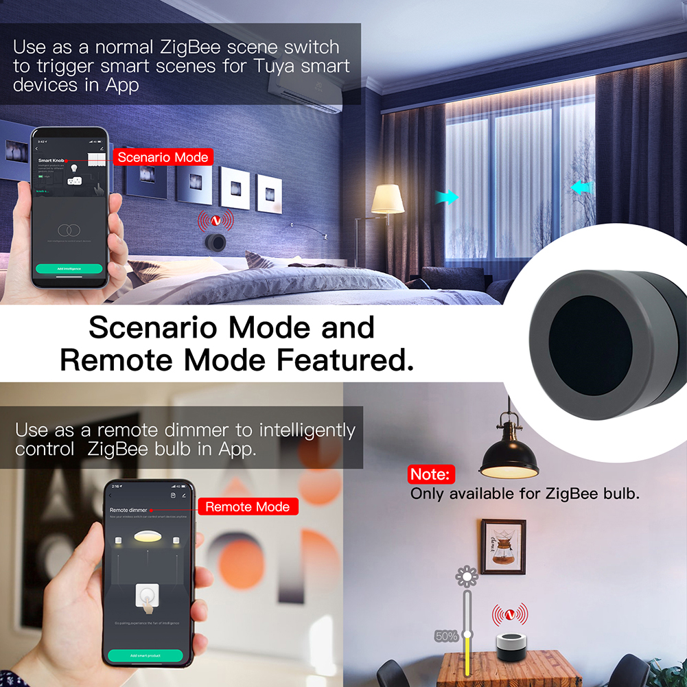 2in1 Tuya ZigBee Smart Knob Wireless Scene Switch ... – Grandado
