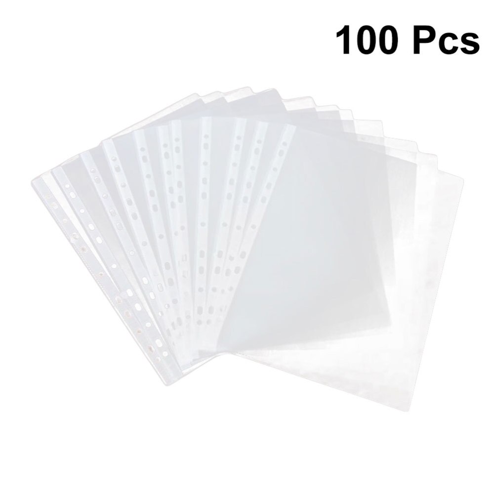 100pcs Sheet Protectors Clear A4 11 Hole Paper Cov... – Vicedeal