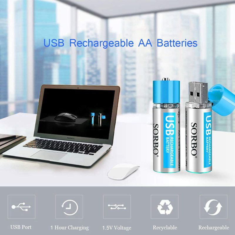 USB Rechargeable AA Lithium Batteries - Li-ion Bat... – Grandado
