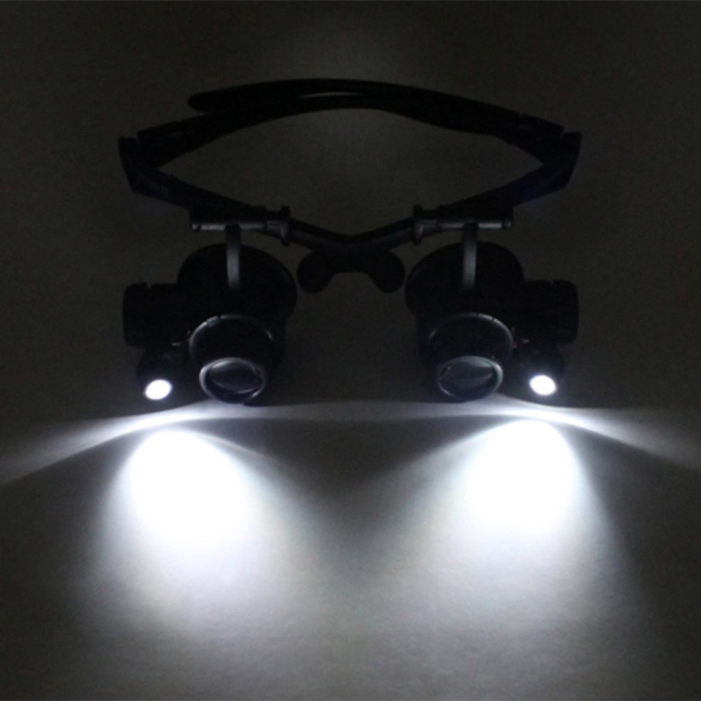 LED Head-Mounted Magnifier Double Eye Glasses Loup... – Grandado