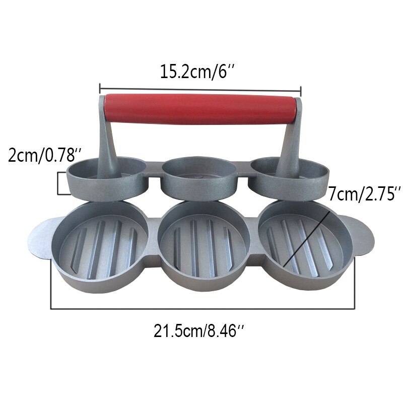 Triple Mini Burger Press Slider Patty Wood Handle ... – Vicedeal