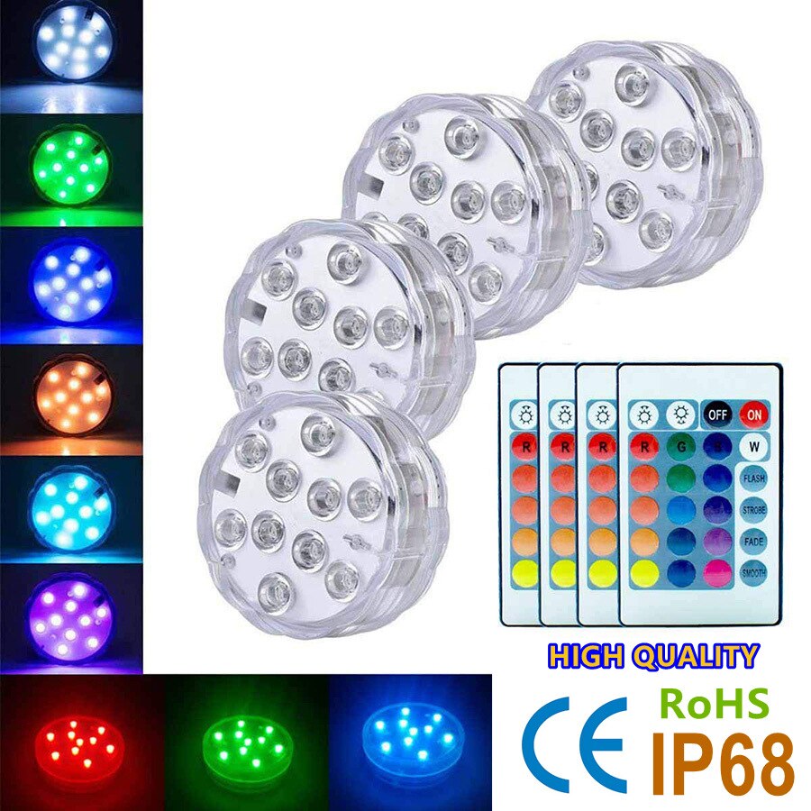 10 Led Remote Controlled Rgb Submersible Lichten U... – Vicedeal
