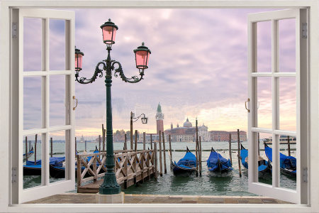 3D Window View Sunset on the Grand Canal in Venice... – Vicedeal