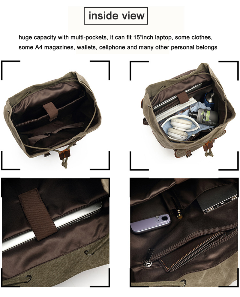 Waterproof Waxed Canvas Backpack Men Rucksack Wome... – Grandado