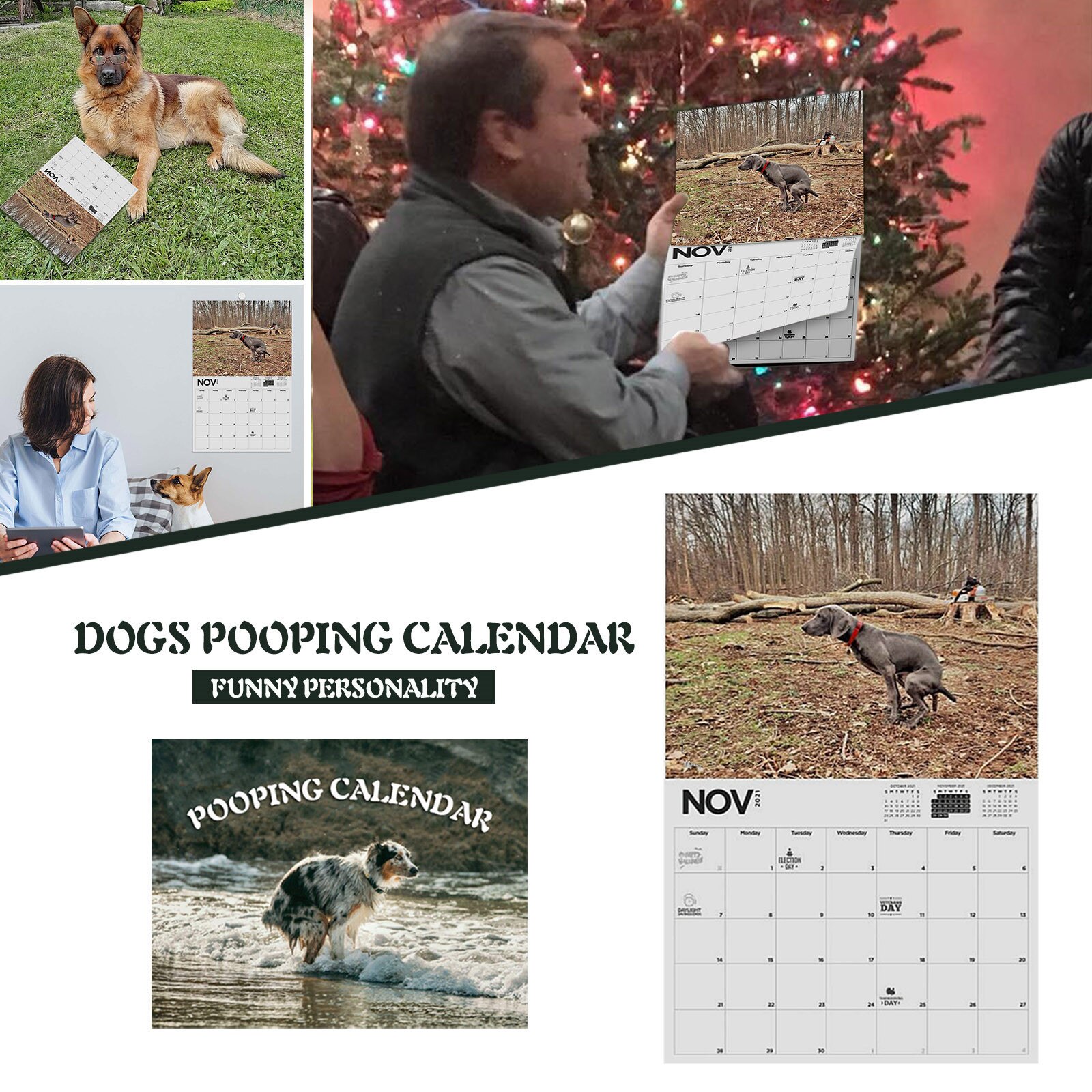 Dogs Pooping Table Calendar Wall Calendar 12-month... – Grandado