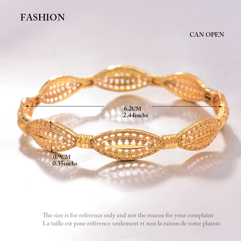 24k Dubai 4Pcs/lot Gold Color Bangles for Women Go... – Grandado
