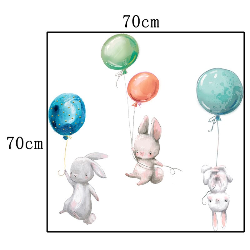 3 Watercolor Rabbits Balloon Wall Sticker Paste An... – Grandado