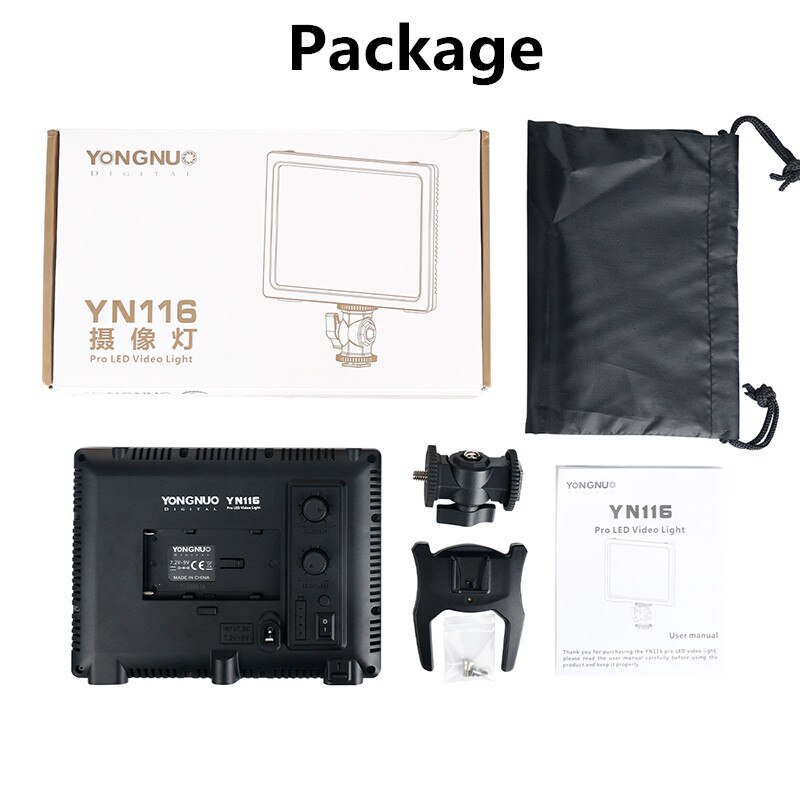 YONGNUO YN116 Video Light 3200K-5500K Photographic... – Grandado
