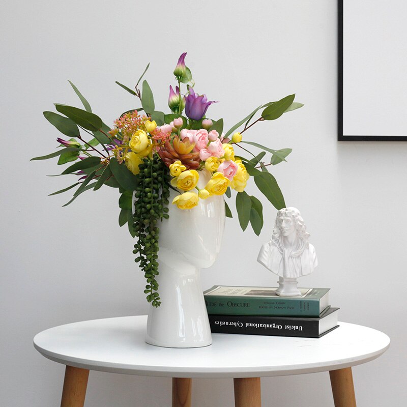 Abstract Human Head Ceramic Vase-Arts Flower Arran... – Grandado
