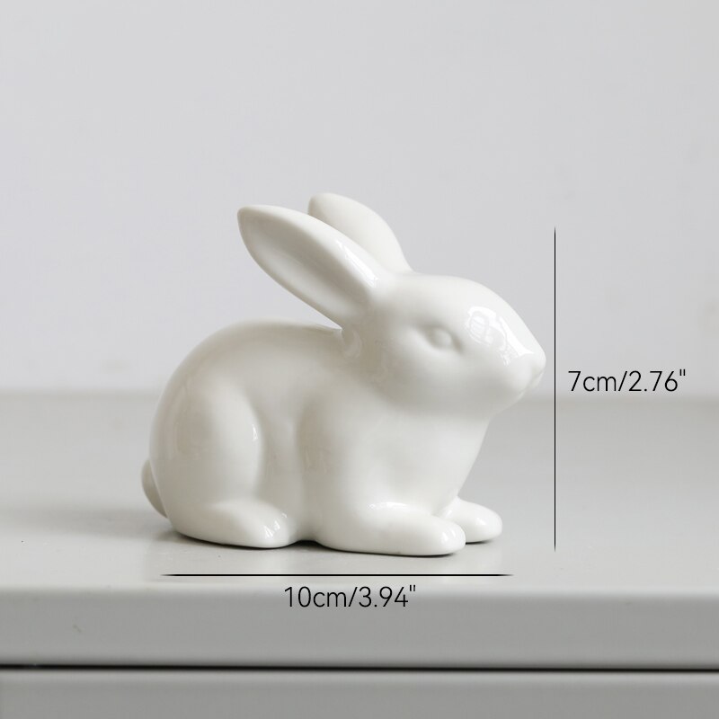 Cute Ceramics Rabbit Figurines Kawaii Hare Bunny G... – Vicedeal