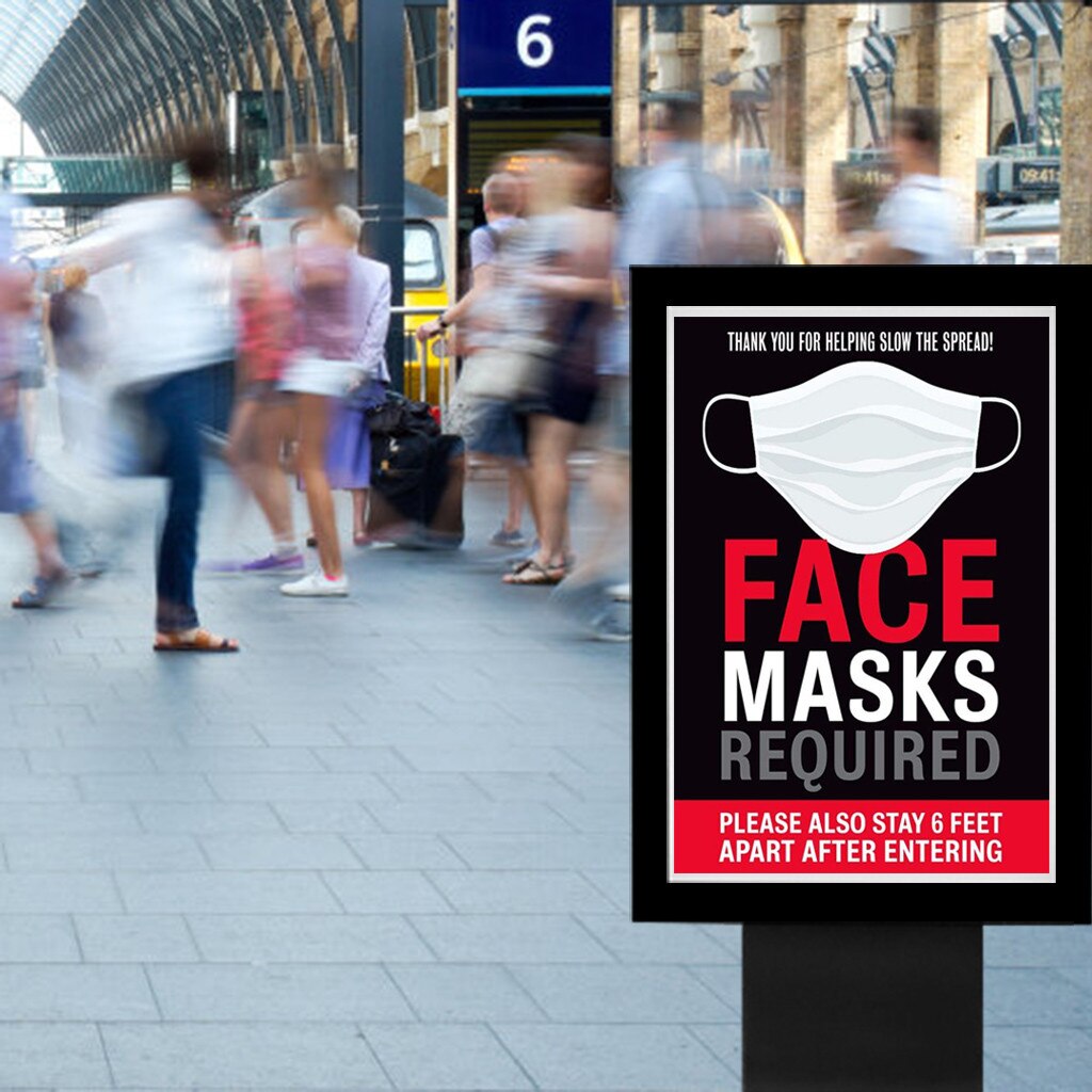 Face masks required Sign Decal Sticker warning Pro... – Vicedeal