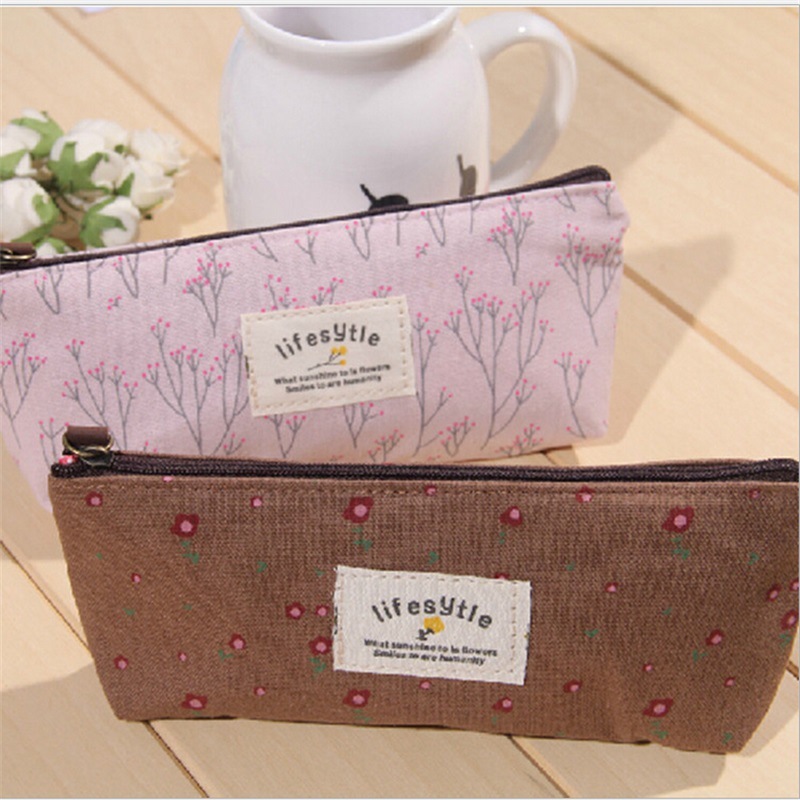 Lovely Floral Print Pencil Bag Canvas Pencil Case ... – Vicedeal