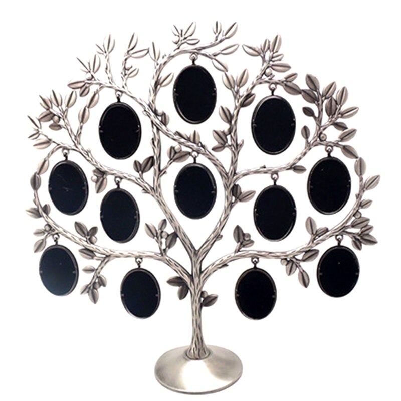 Family Tree Jeweled Silver Finish Metal Collage Ph... – Grandado