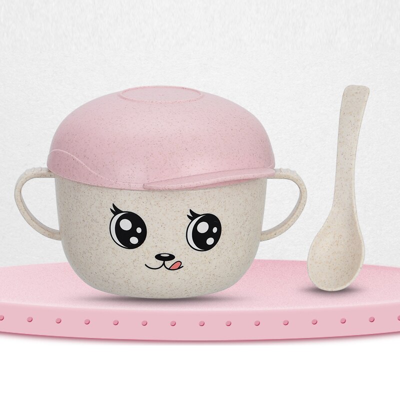 2Pcs/Set Baby Feeding Food Tableware Wheat Cartoon... – Grandado