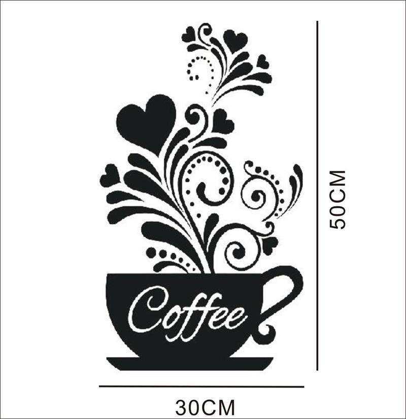 Flower vine coffee cup wall sticker for Cafe resta... – Grandado