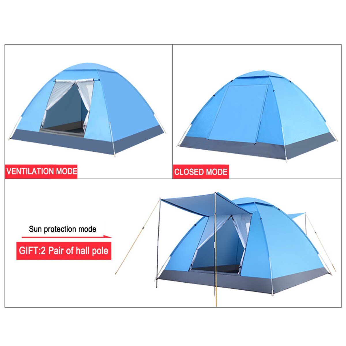 Automatic Camping Tent 3-4 Person Family Tent Doub... – Grandado