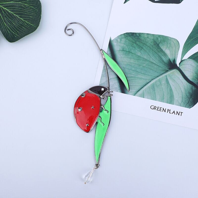 Lady Bug Suncatcher Stained Glass Window Opknoping... – Vicedeal