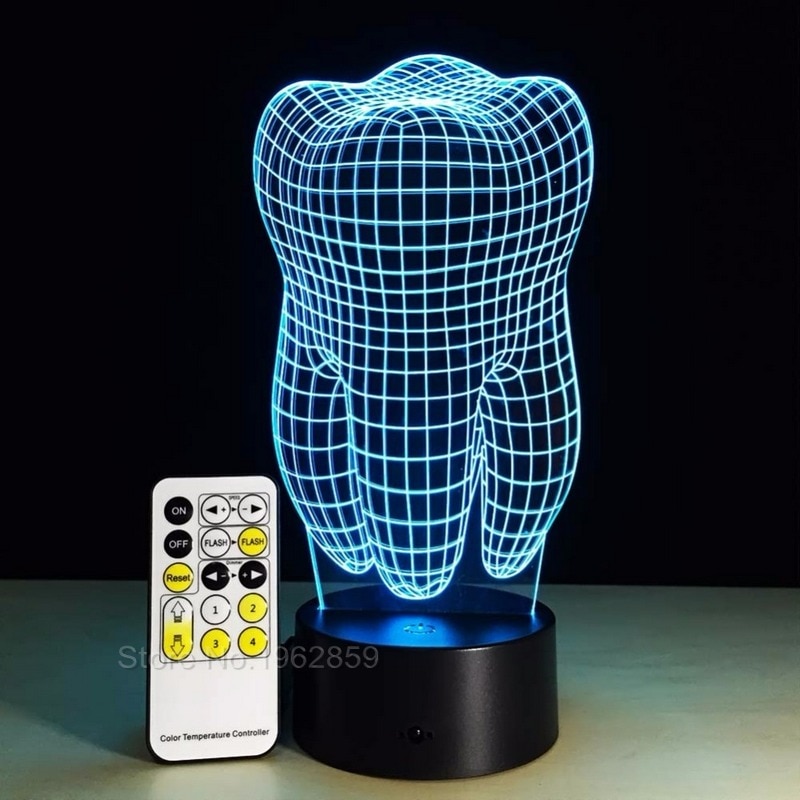 Teeth Type 3D Led Lamp Dental Colorful 3D Tooth Gr... – Grandado