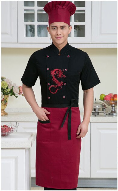 Chinese style Short -sleeve Chef service Embroider... – Grandado