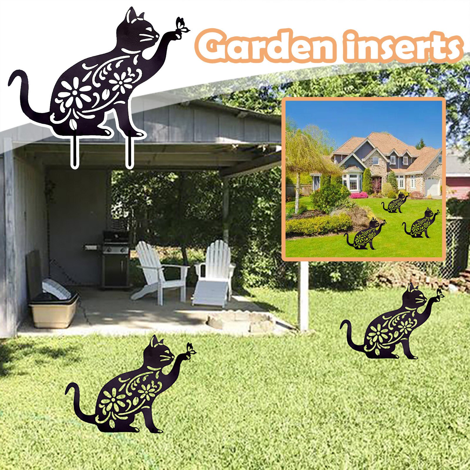 Kat Gazon Yard Animal Insert Teken Tuin Grond Inse... – Grandado