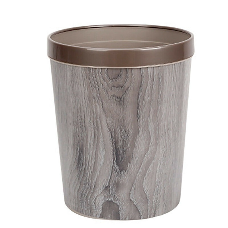 European Trash Can Durable Garbage with Wood-Grain... – Grandado