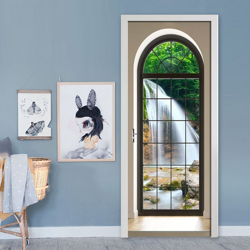 2Pcs/Set Waterfall Scenery Outside The Window 3D W... – Grandado