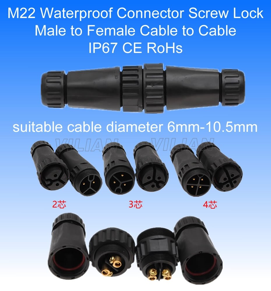 IP67 Waterdichte draad Connector voor LED verlicht... – Vicedeal