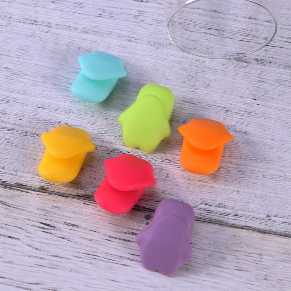 6 Pcs Silicone Red Wine Glass Marker Red Lips Stic... – Grandado