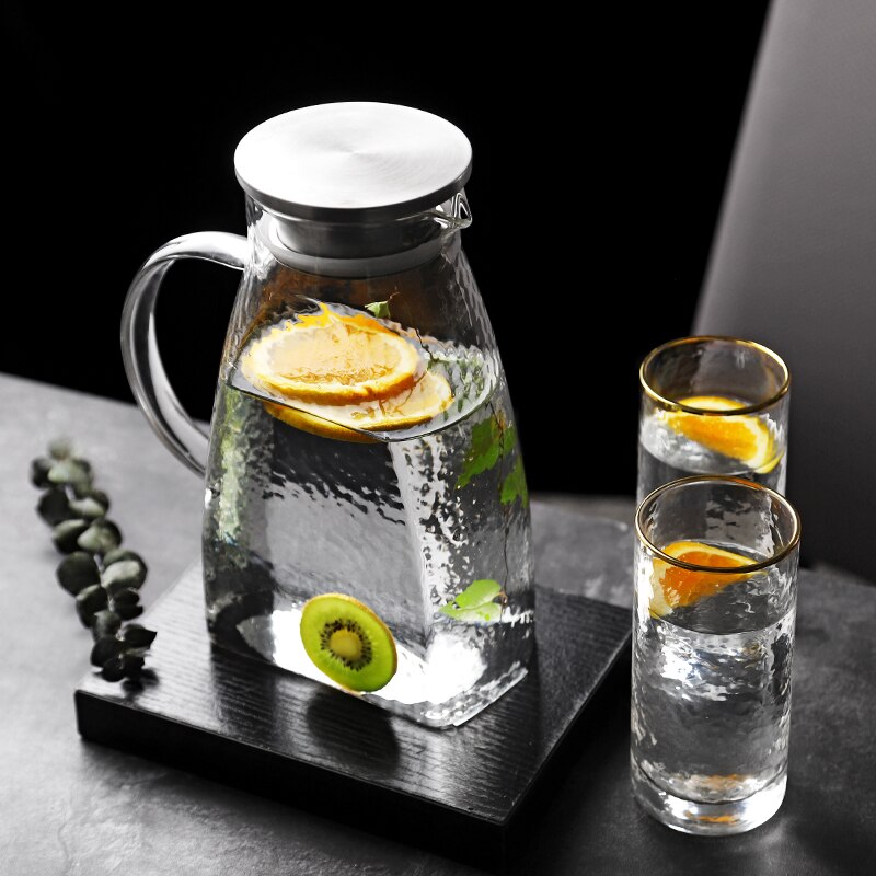 Glass Water Pitcher Hammered Square Flat High Temp... – Vicedeal