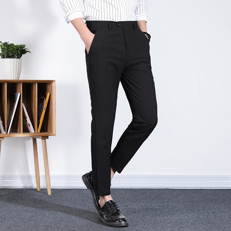 Men's Pants Slim smart Casual Trousers Solid Color... – Vicedeal