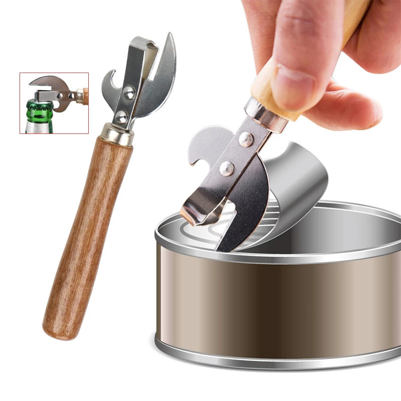 Portable Manual Can Opener With Wooden Handle Lid ... – Grandado
