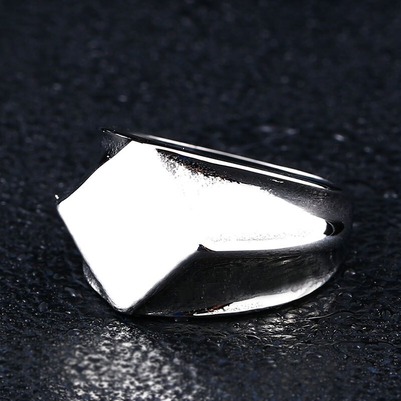 steel soldier Geometric hexagon style men ring sta... – Grandado