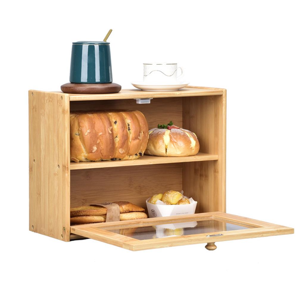 Bamboo Bread Box Storage Box Double Layers Drawer ... – Vicedeal