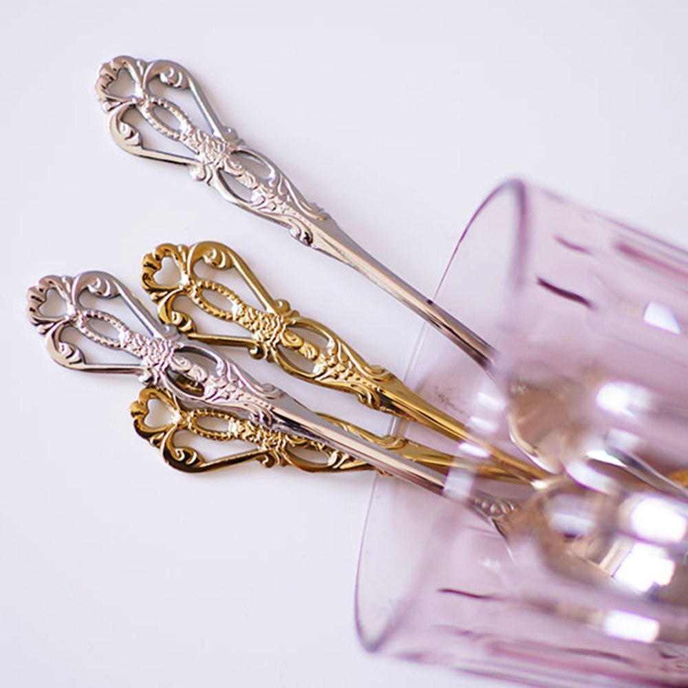 Retro Style Coffee Spoon Fruit Fork Golden Silver ... – Grandado