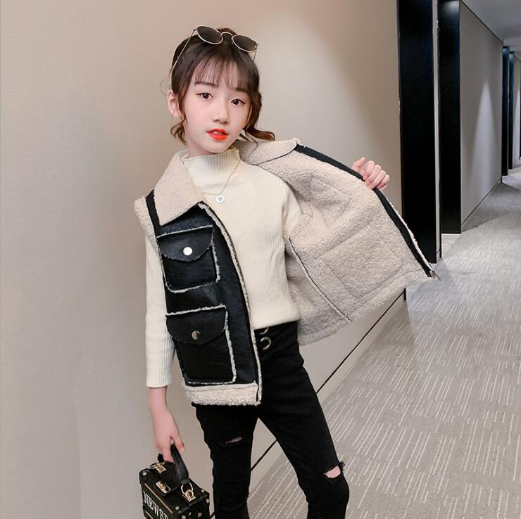 Girls Vest Autumn Winter Teenage Girls Black Pocke... – Grandado