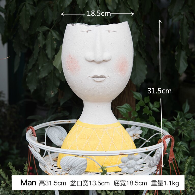 art Portrait sculpture vase flower pot Garden stor... – Vicedeal