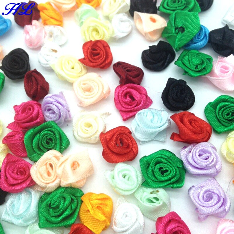 HL 100pcs 15mm Ribbon Rose Flowers DIY Sewing Wedd... – Grandado
