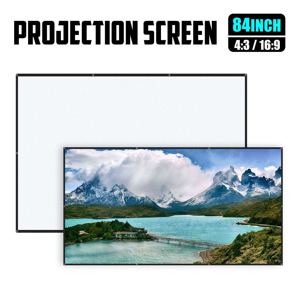 16:9 Projector simple curtain Anti-light screen 84... – Vicedeal