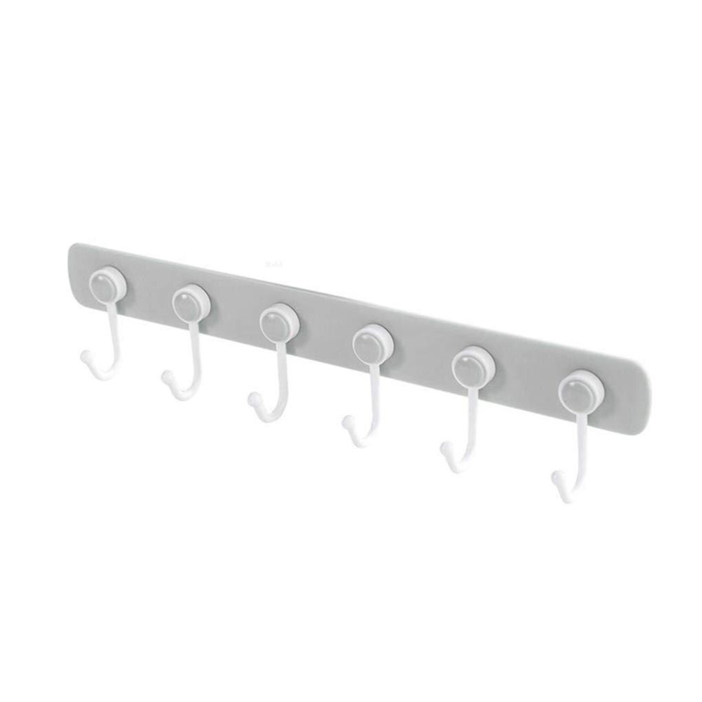 6 Hooks Wall Mounted Adhesive Plastic Hook Coat To... – Vicedeal