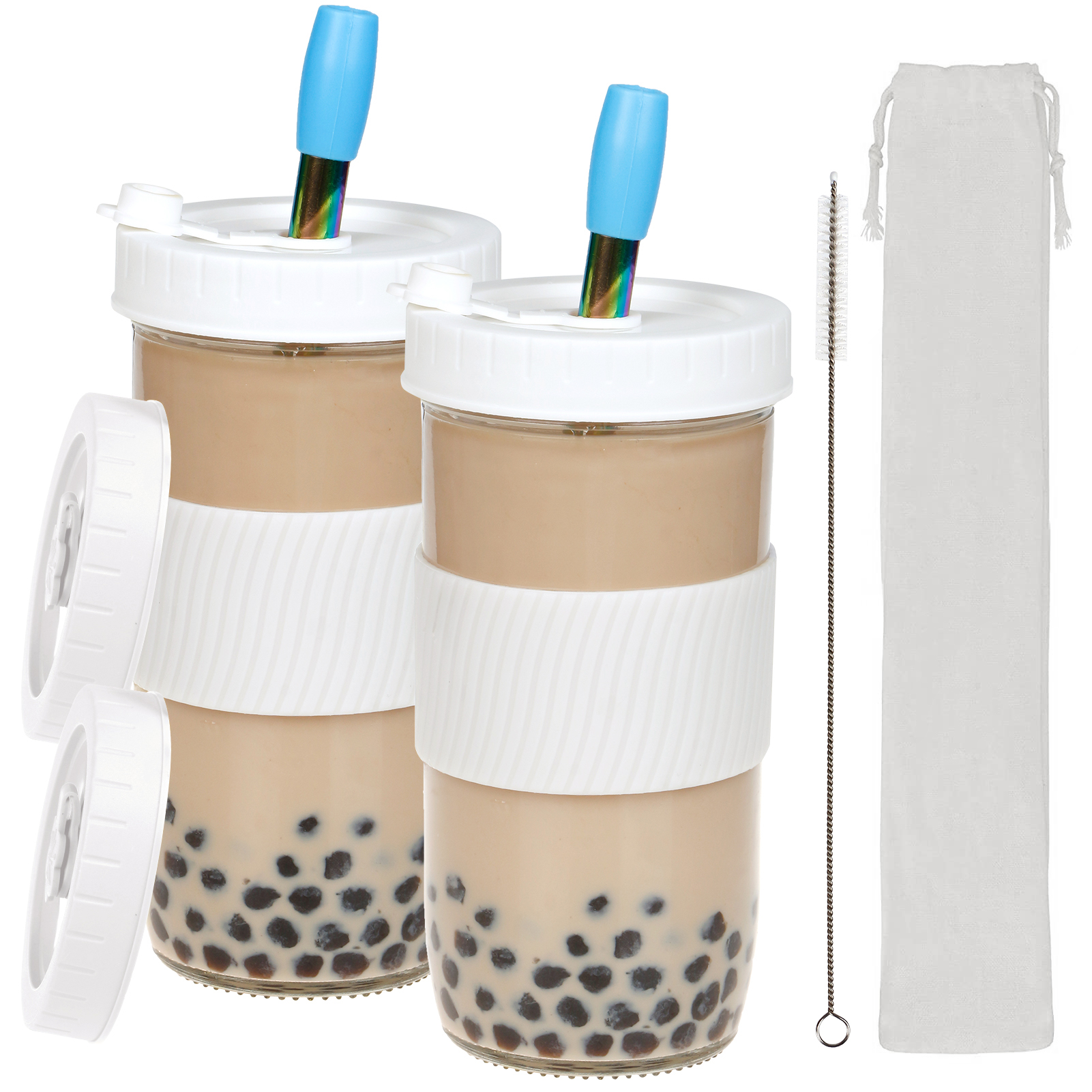 2pcs Reusable Boba Cup Bubble Tea Cup 24Oz Leakpro... – Grandado